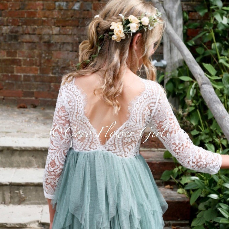 Long Ruffles Lace Bohemian Rustic Wedding Flower Girl - Etsy