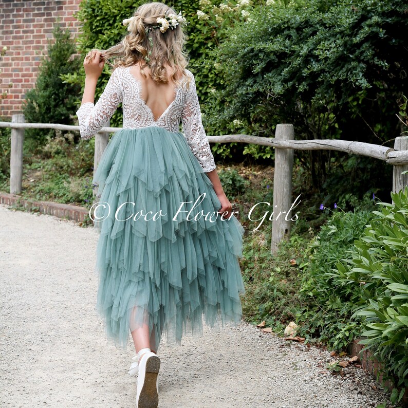 Long Ruffles Lace Bohemian Rustic Wedding Flower Girl - Etsy