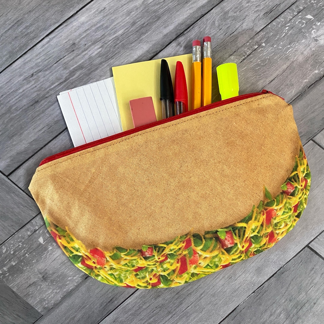Taco Shaped Pencil Zipper Case Pouch Handmade Novelty Mexican Food Gift ...