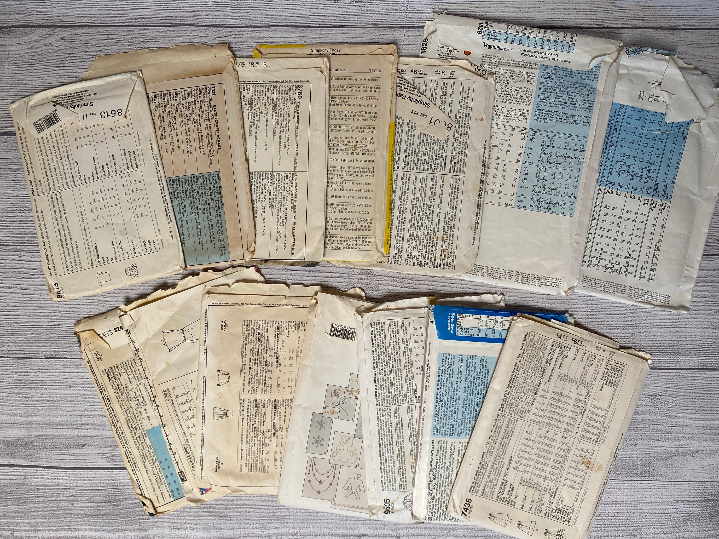 Empty Sewing Pattern Envelopes Vintage 80s Ephemera for Paper - Etsy