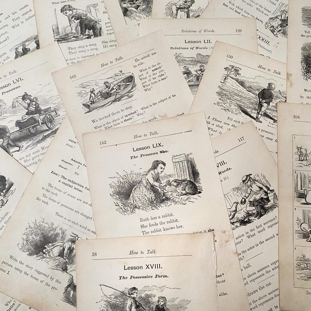 1880s Antique Ephemera Engravings Illustrations Book Page Art Sets for ...