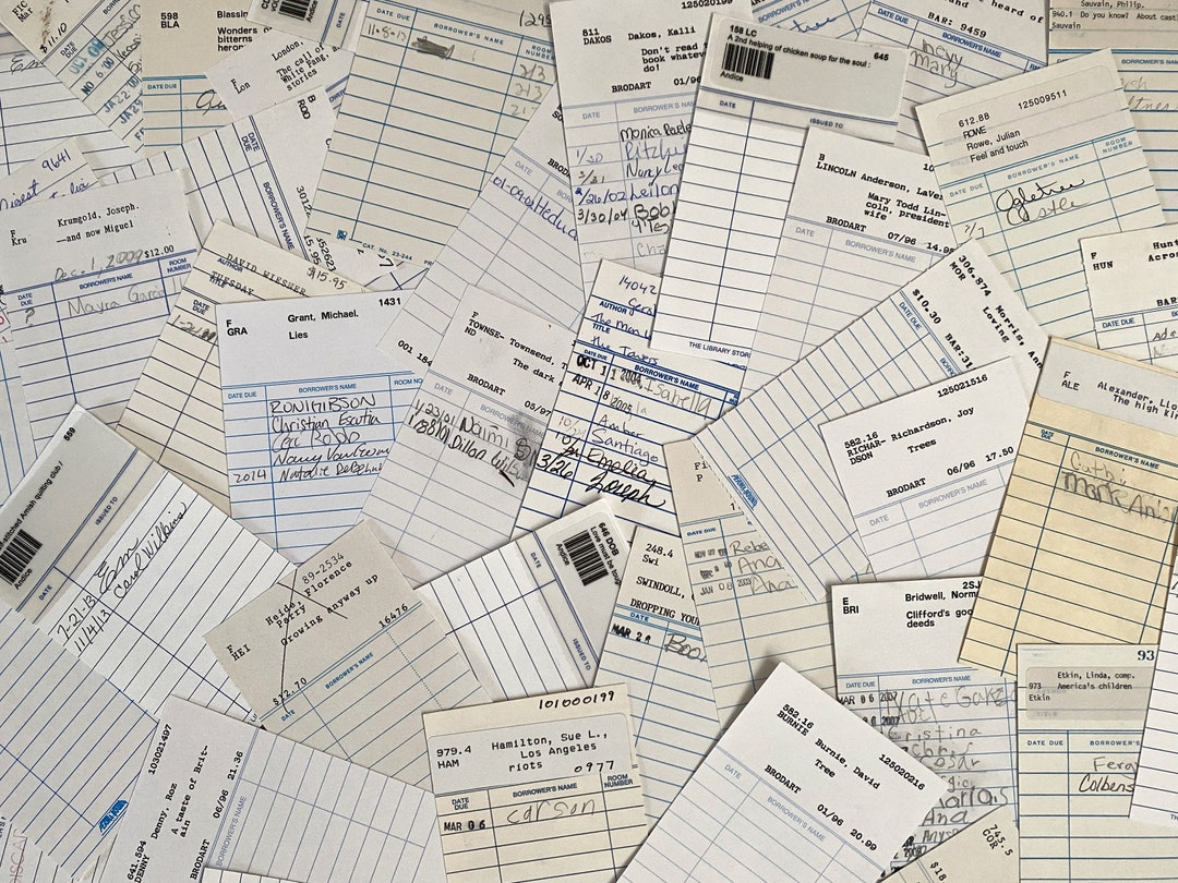 10 Used Library Checkout Index Cards School Book Slip Check Out Paper ...