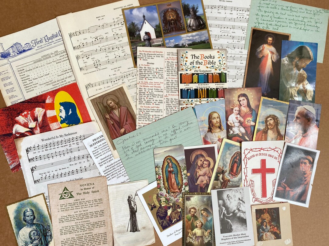 Religious Ephemera Holy Prayer Cards Christianity Scrapbooking Junk ...