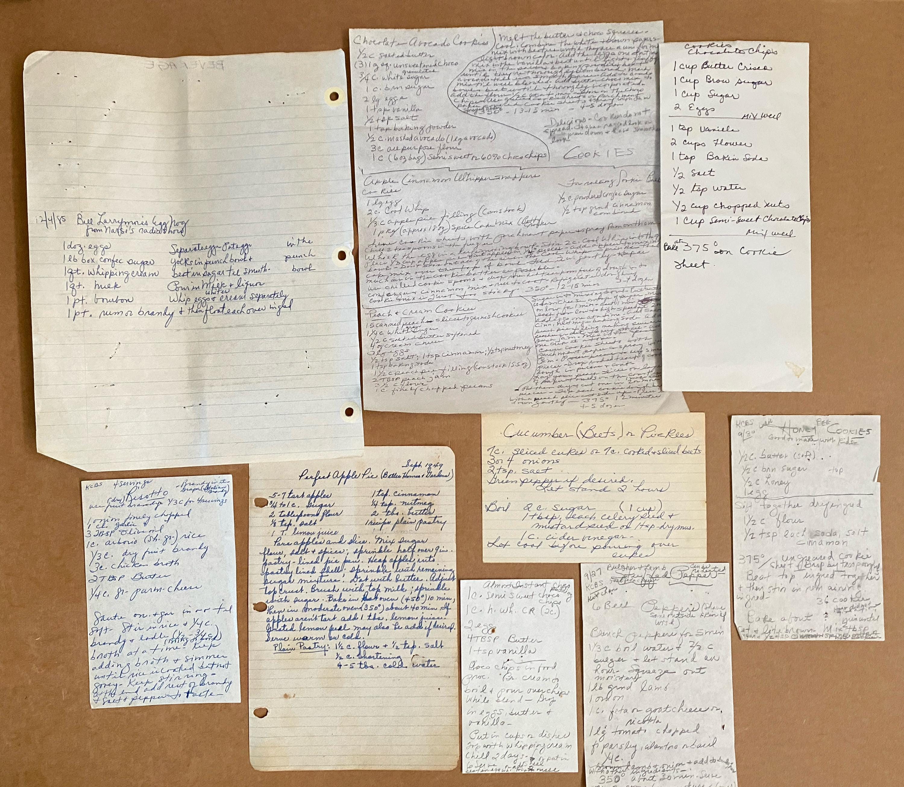15 Vintage Handwritten Recipe Pages / Cooking Ephemera / Paper Crafting ...