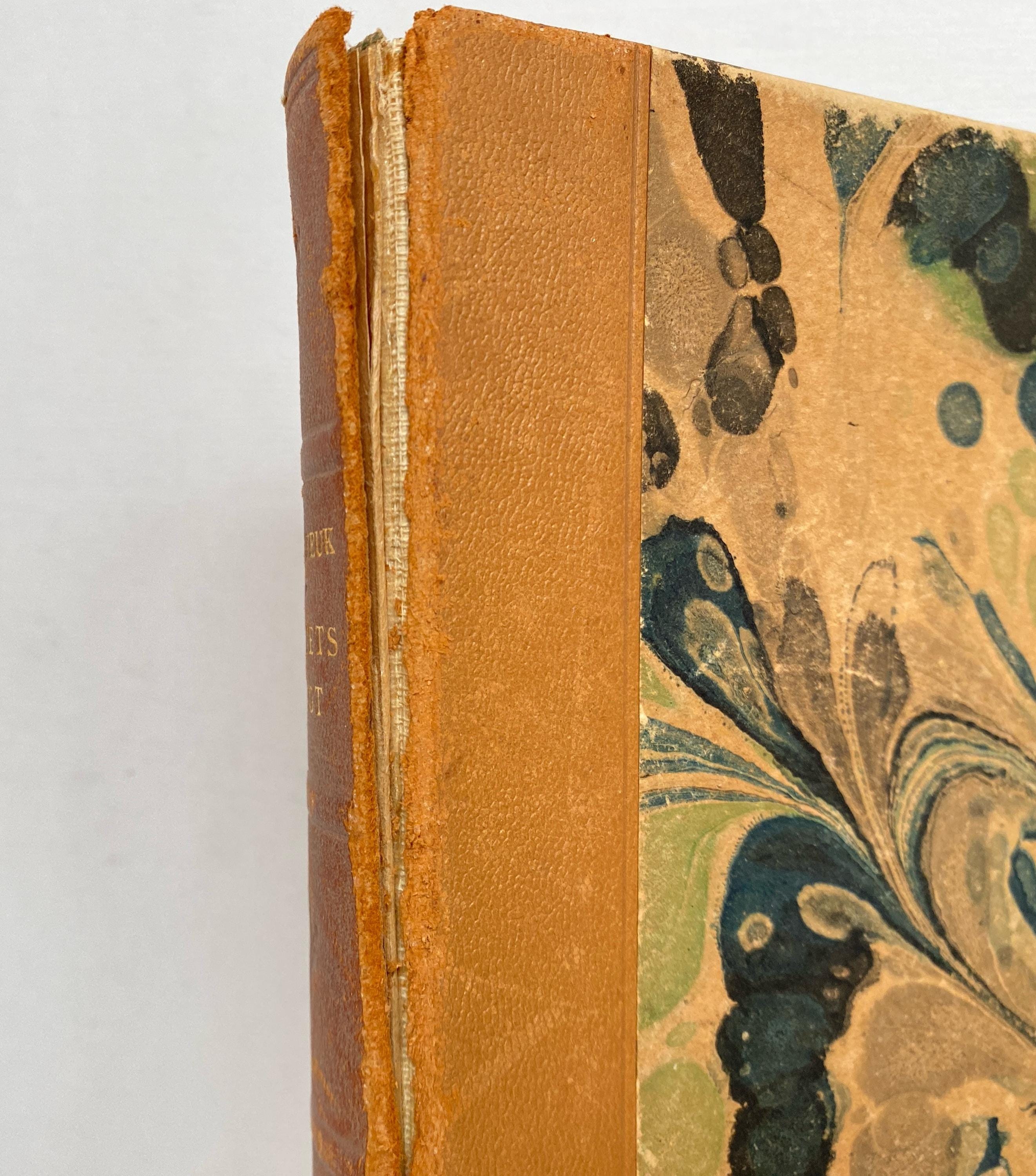 Vintage 1940s Leather Marble Book Cover for Junk Journal Crafts, Book ...