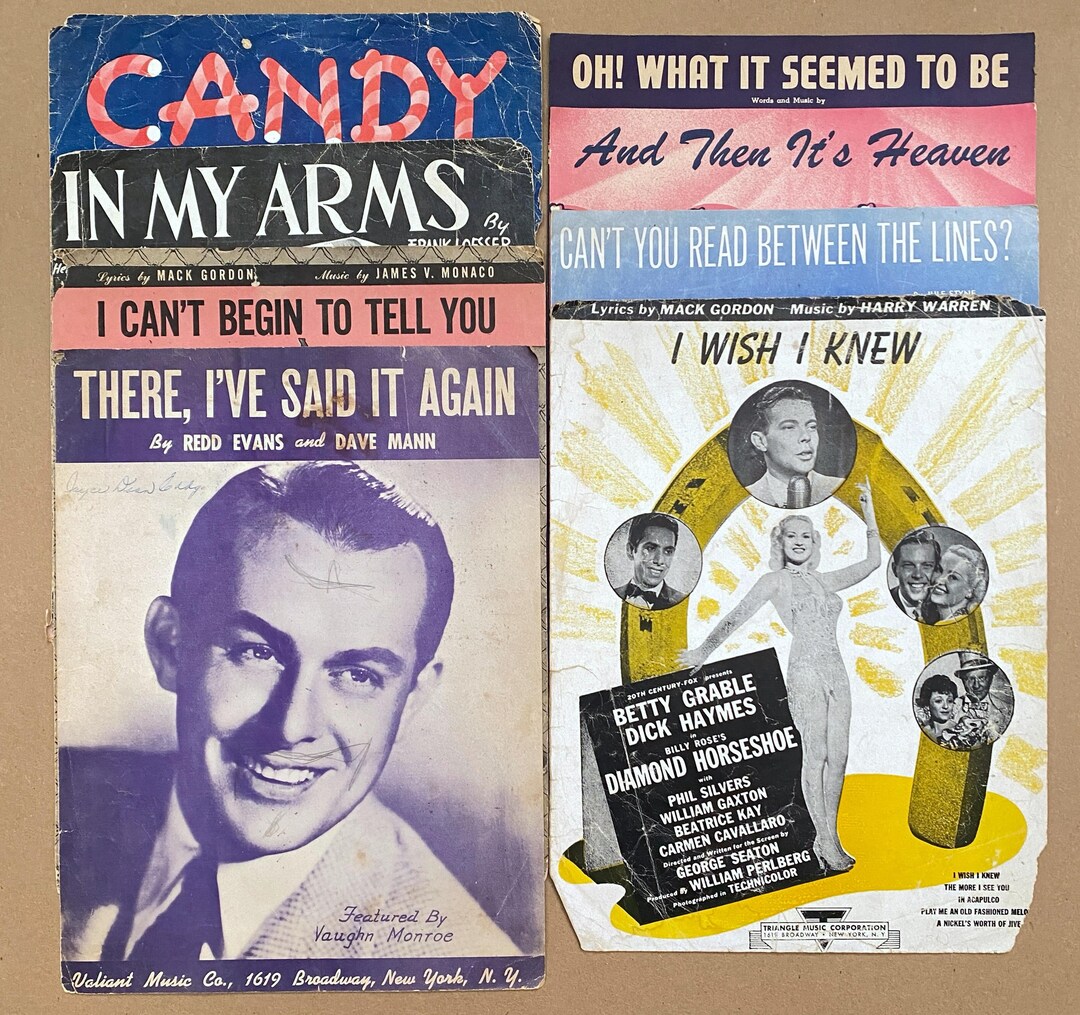 Vintage 1940s Sheet Music Bundle for Paper Crafts Junk Journal ...