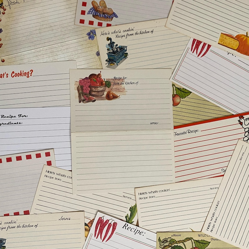 15 Vintage Blank Recipe Cards Assorted Blank Lined 3x5 Index Cards ...