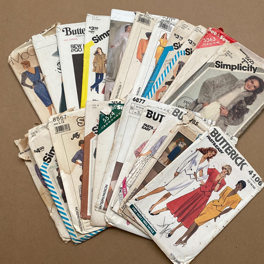 Empty Sewing Pattern Envelopes Vintage 80s Ephemera for Junk Journal ...