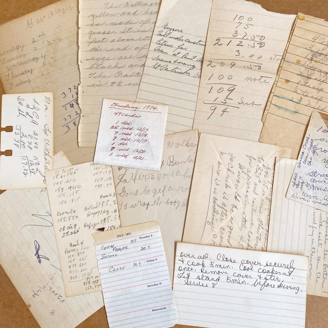 15 Vintage Handwritten Scrap Notes / Paper Crafting Collage / Junk ...