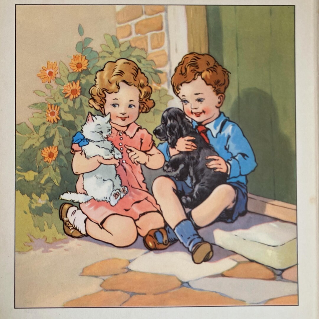 Cocker Spaniel Dog and Cat Cuddle With Children Art by Albert Kay ...