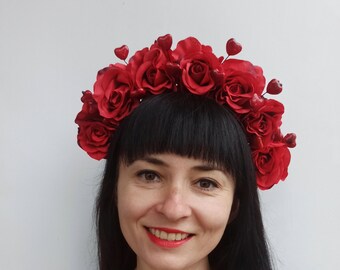 Red Rose Headband - Etsy