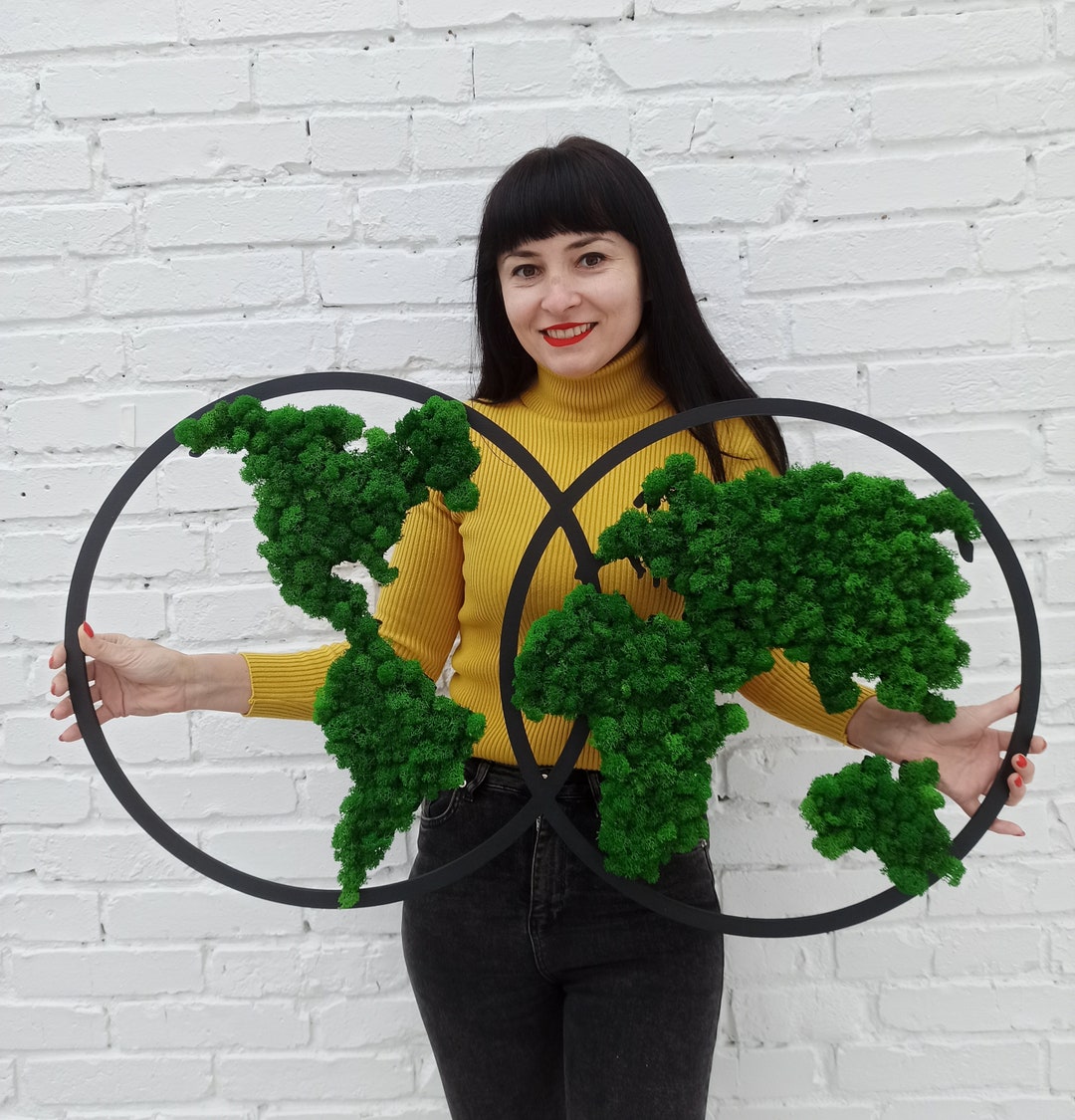Moss World Map Preserved Moss Wall Housewarming T 5th Anniversary Travel Lover Boss T