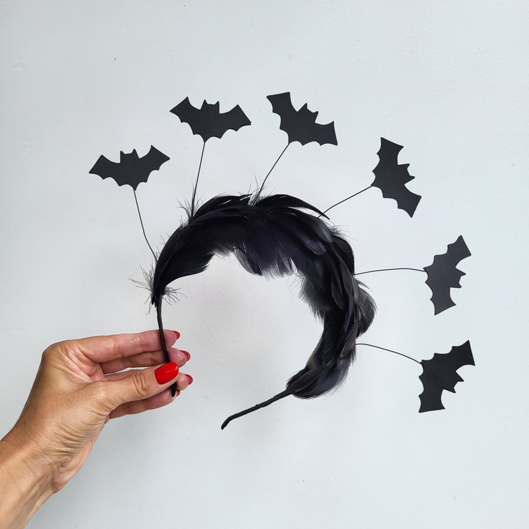 Halloween Feather Headband Black Feather Headband Halloween Headband ...