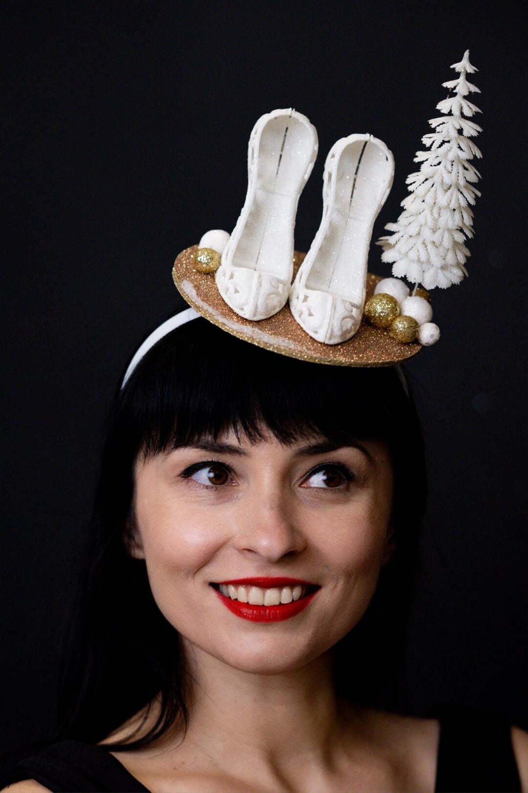 Elegant Glitter Christmas Fascinator Headband for Women, Christmas ...