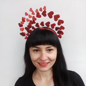 Valentine Day Red Heart Crown Glitter Holiday Headband Queen of Hearts ...