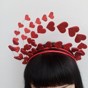 Valentine Day Red Heart Crown Glitter Holiday Headband Queen of Hearts ...
