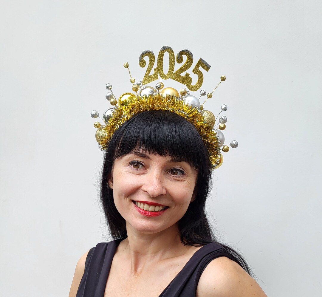 Gold Silver New Years Eve Crown, Glitter 2025 Headband, 2025 Crown, New ...