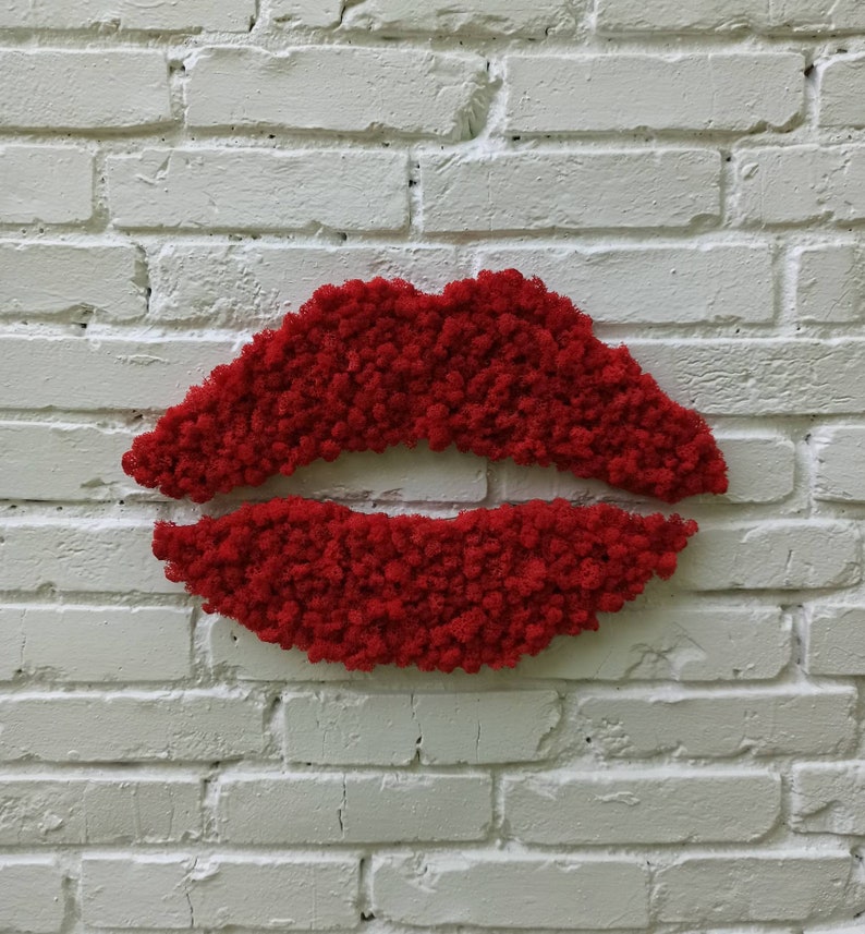 Red Moss Lips Wall Art Beauty Studio Decor Salon Decor Wall | Etsy