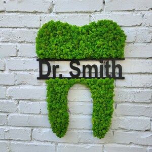 Wall Moss Tooth Dentist Office Sign, Vertical Moss Art, Dentist Gift ...