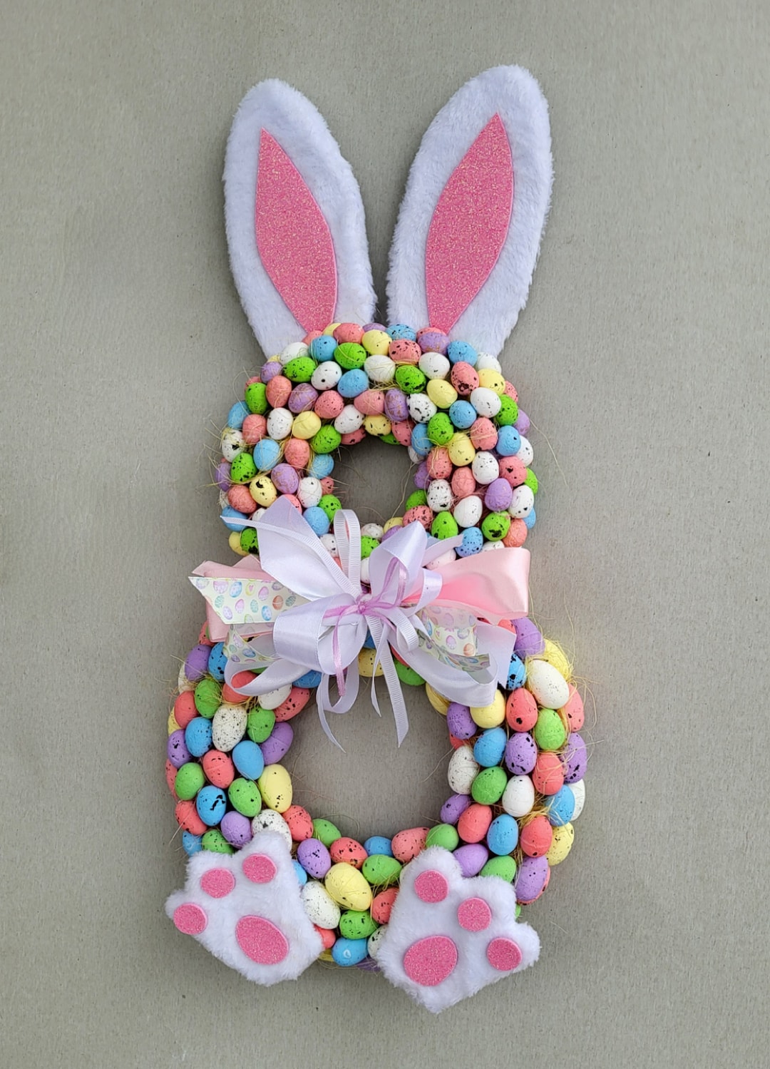 Easter Bunny Shaped Wreath, Rabbit Door Hanger, Easter Egg Wreath ...