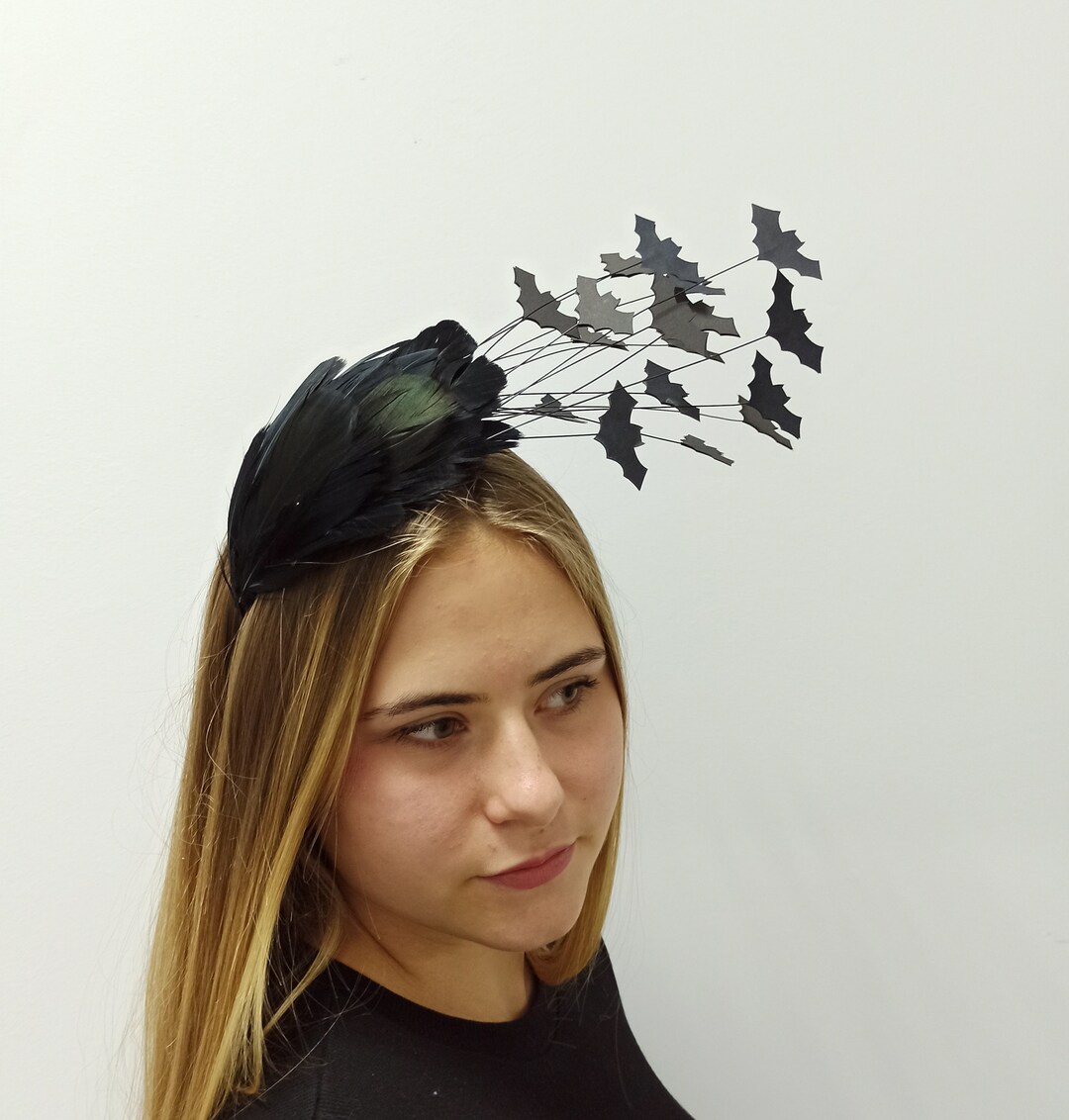 Black Feather Bat Headband: Halloween Vampire Batgirl Party Headpiece ...