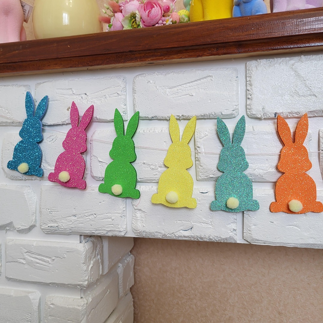 Easter Bunny Garland, Rabbit Garland Spring Garland, Rabbit Fireplace ...