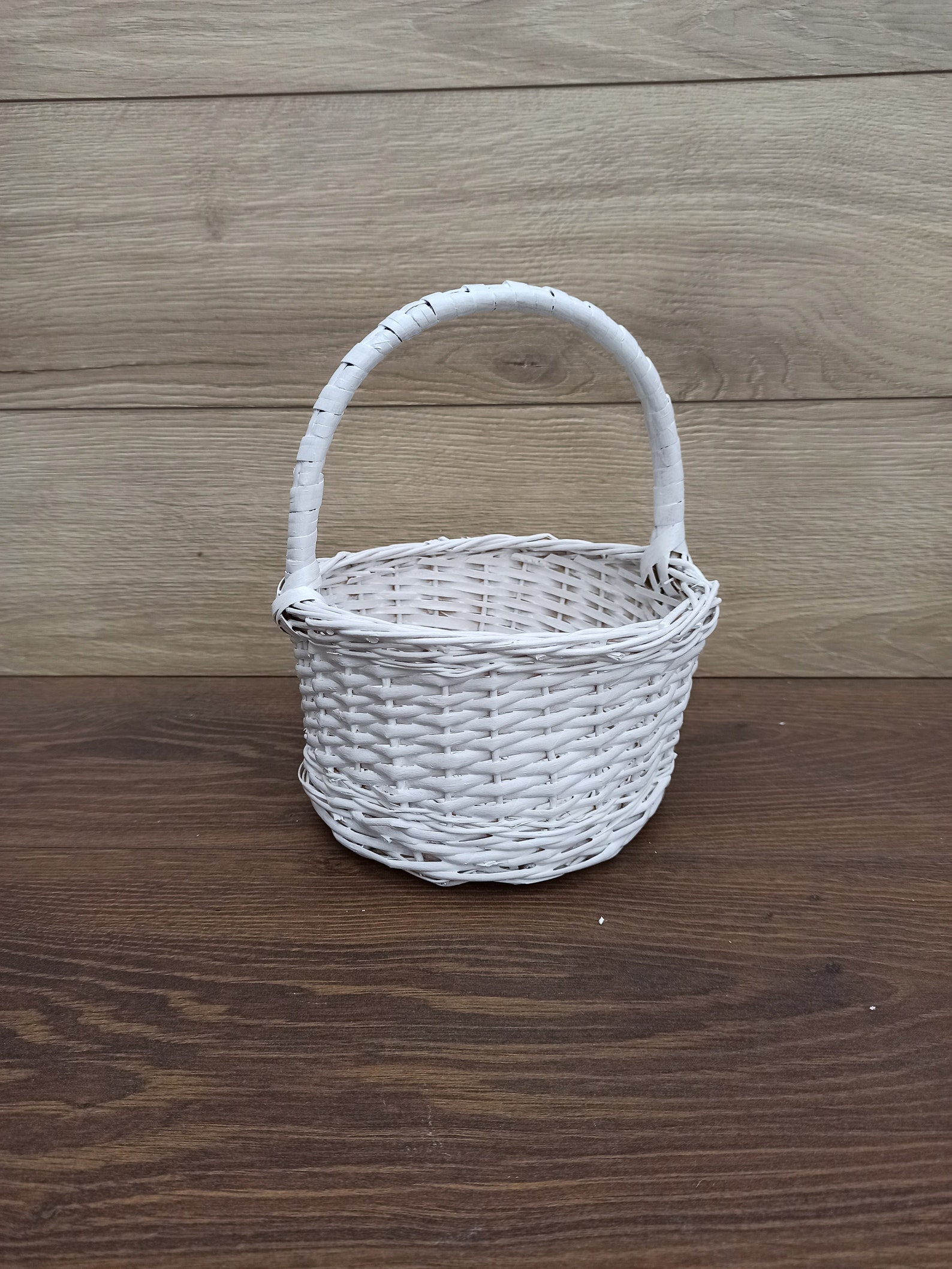 White Wicker Basket, Kid Wicker Basket, Small Willow Basket, Round ...