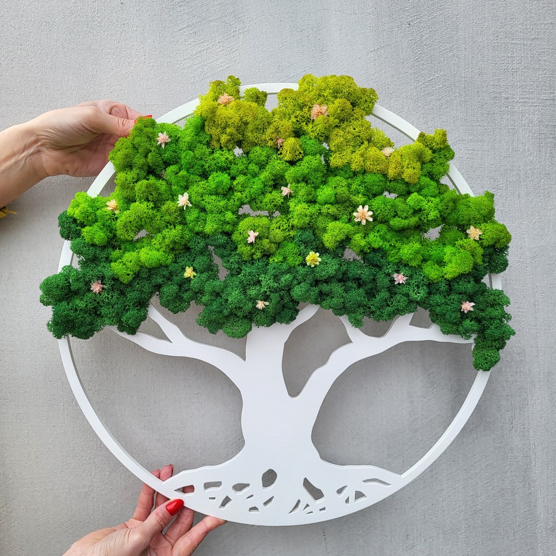 Moss Wall Decor, Tree of Life, Tree With Stabilized Reindeer Moss ...