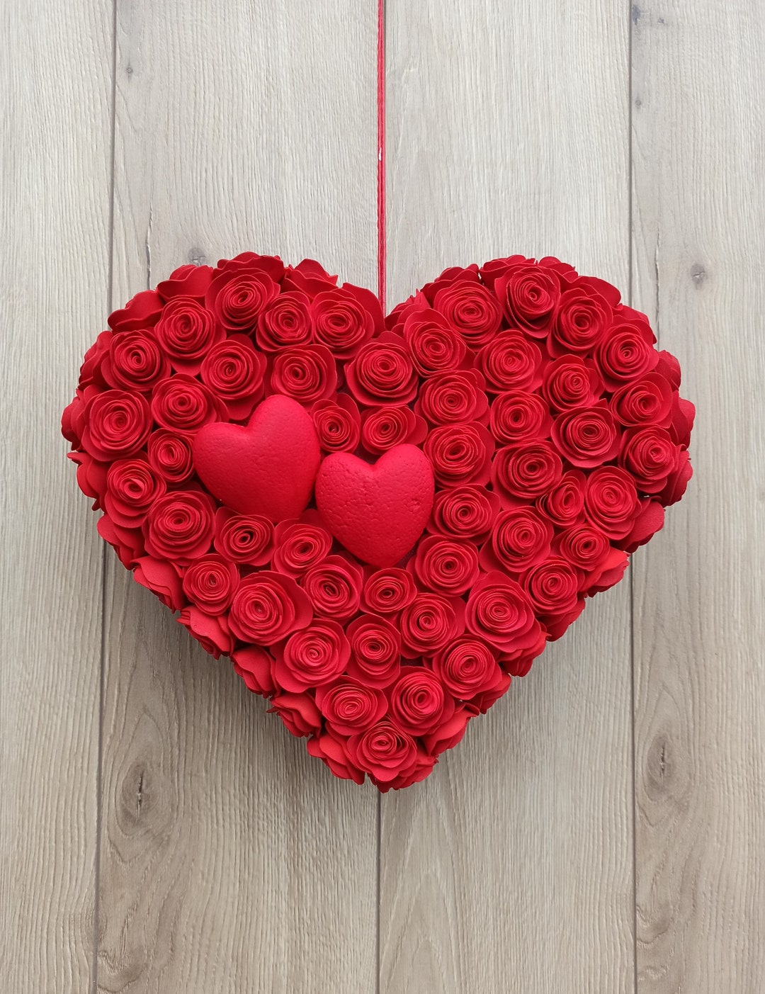 Red Rose HEART WREATH Red Heart Wreath Love Wreath Wedding - Etsy