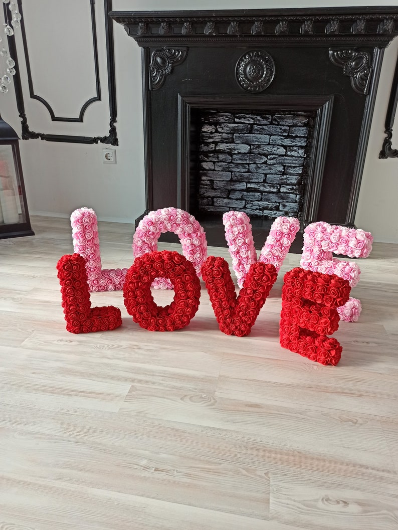 Freestanding Love Sign Letters of Love Foam Rose Standing - Etsy