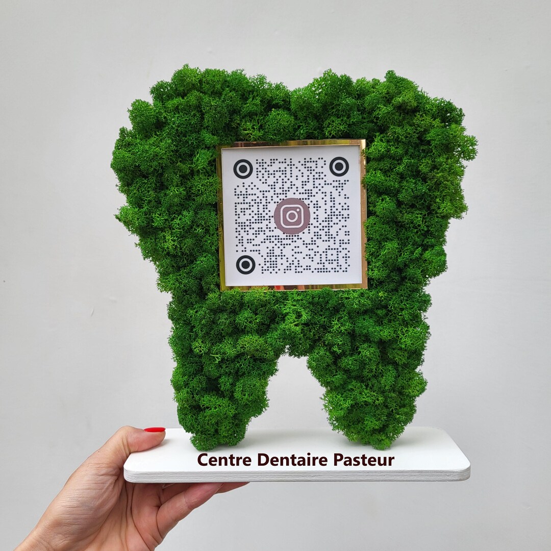 Personalized Dental Office Sign With Qr Code, Tooth Business Sign, Moss ...