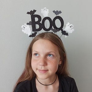 Spooky Ghost Halloween Headband, Ghost and Bats Headband, White Ghost ...