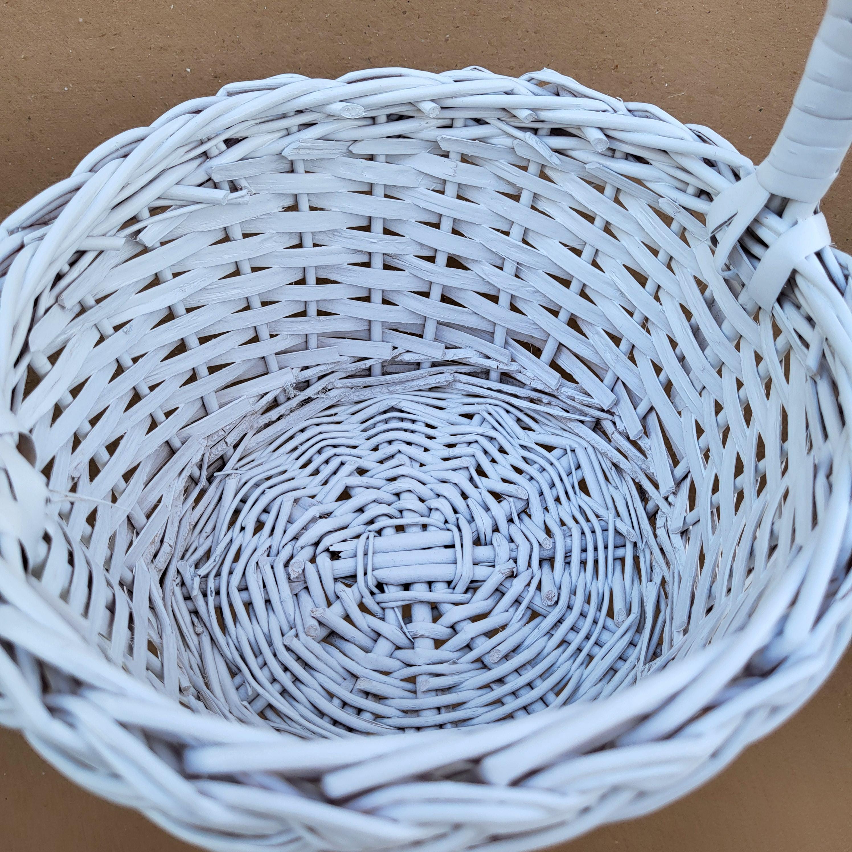 White Wedding Basket, White Wicker Basket, Kid Wicker Basket, Small ...