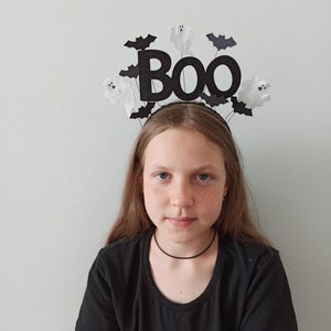 Spooky Ghost Halloween Headband, Ghost and Bats Headband, White Ghost ...