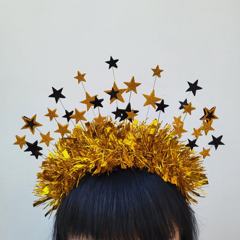 New Year 2026 Headband – Gold and Black Star Crown for Adults, Festive ...
