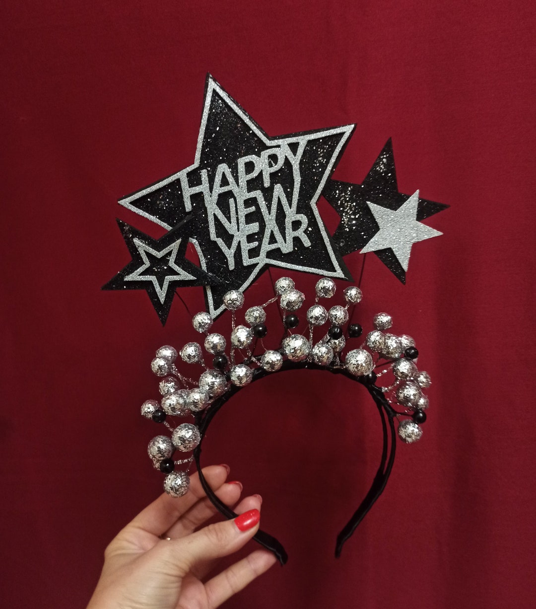 Glitter Happy New Year Headband, Women's New Year’s Eve Headband, 2026 ...