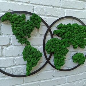 Moss World Map, Preserved Moss Wall, Housewarming Gift, 5th Anniversary ...