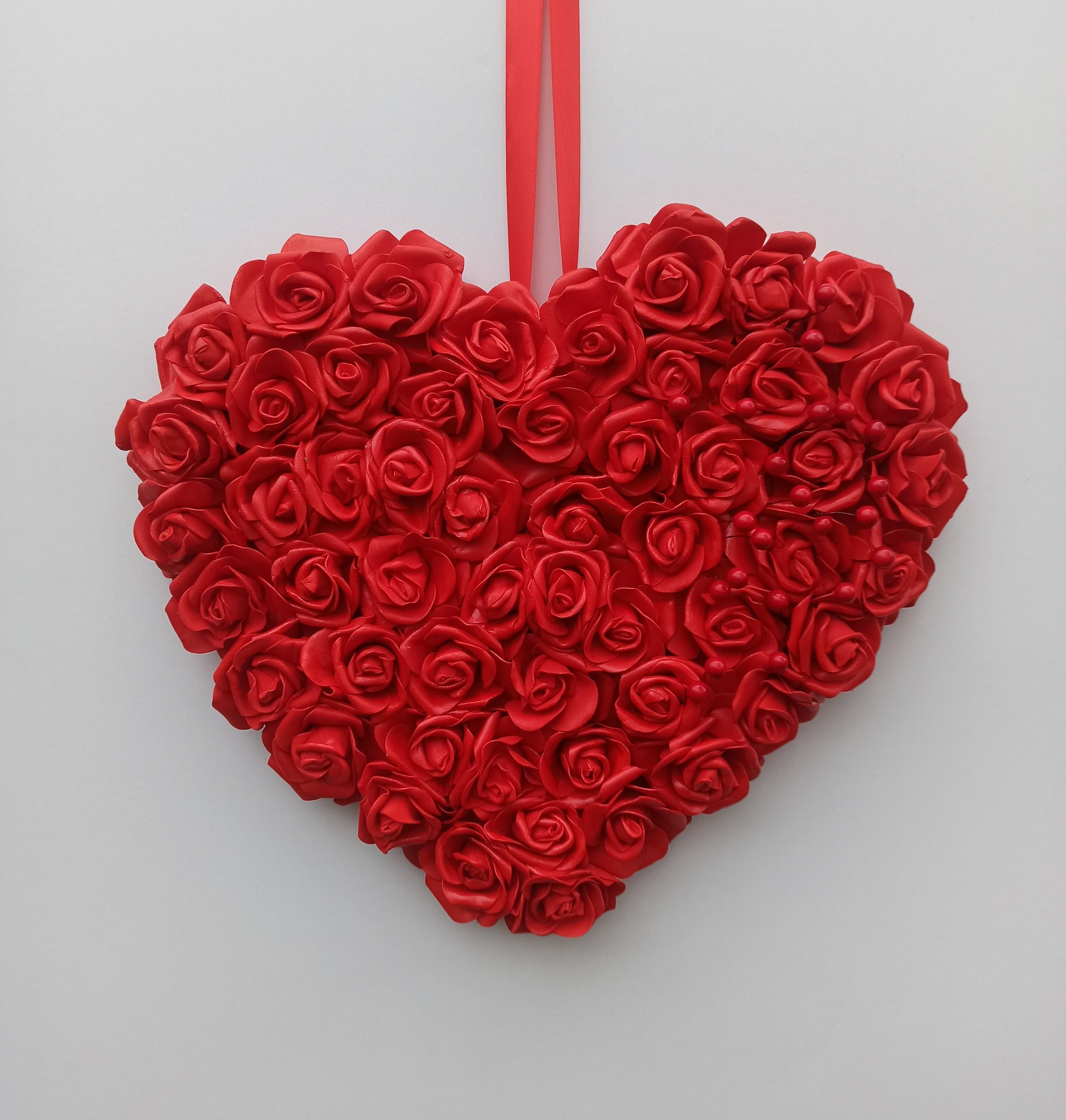 Red Rose HEART WREATH Valentine Wreath Heart Heart Shaped - Etsy