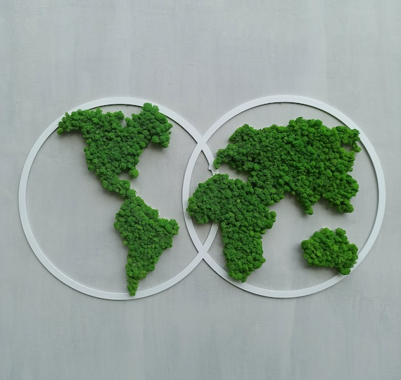 Moss World Map Preserved Moss Wall Housewarming Gift 5th - Etsy