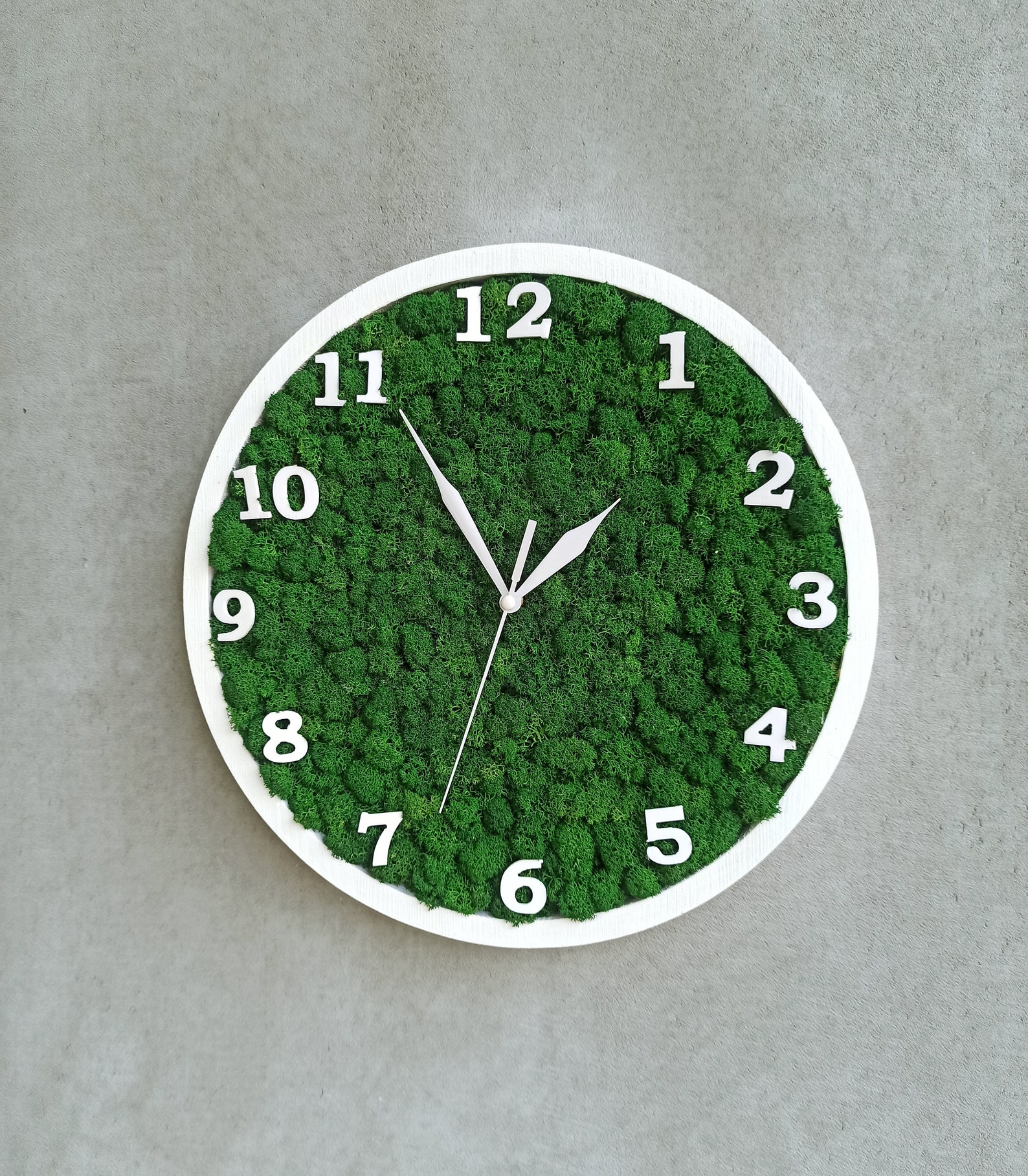 Green Moss Wood Wall Clock Wood Wall Clock With Natural Green - Etsy