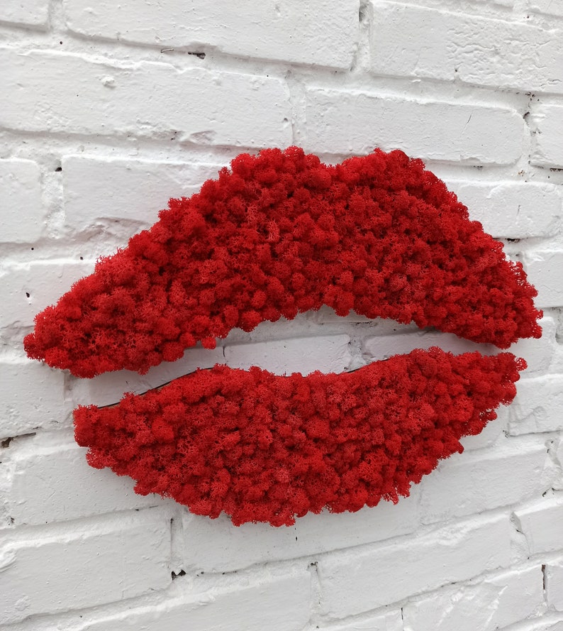 Red Moss Lips Wall Art Beauty Studio Decor Salon Decor Wall | Etsy