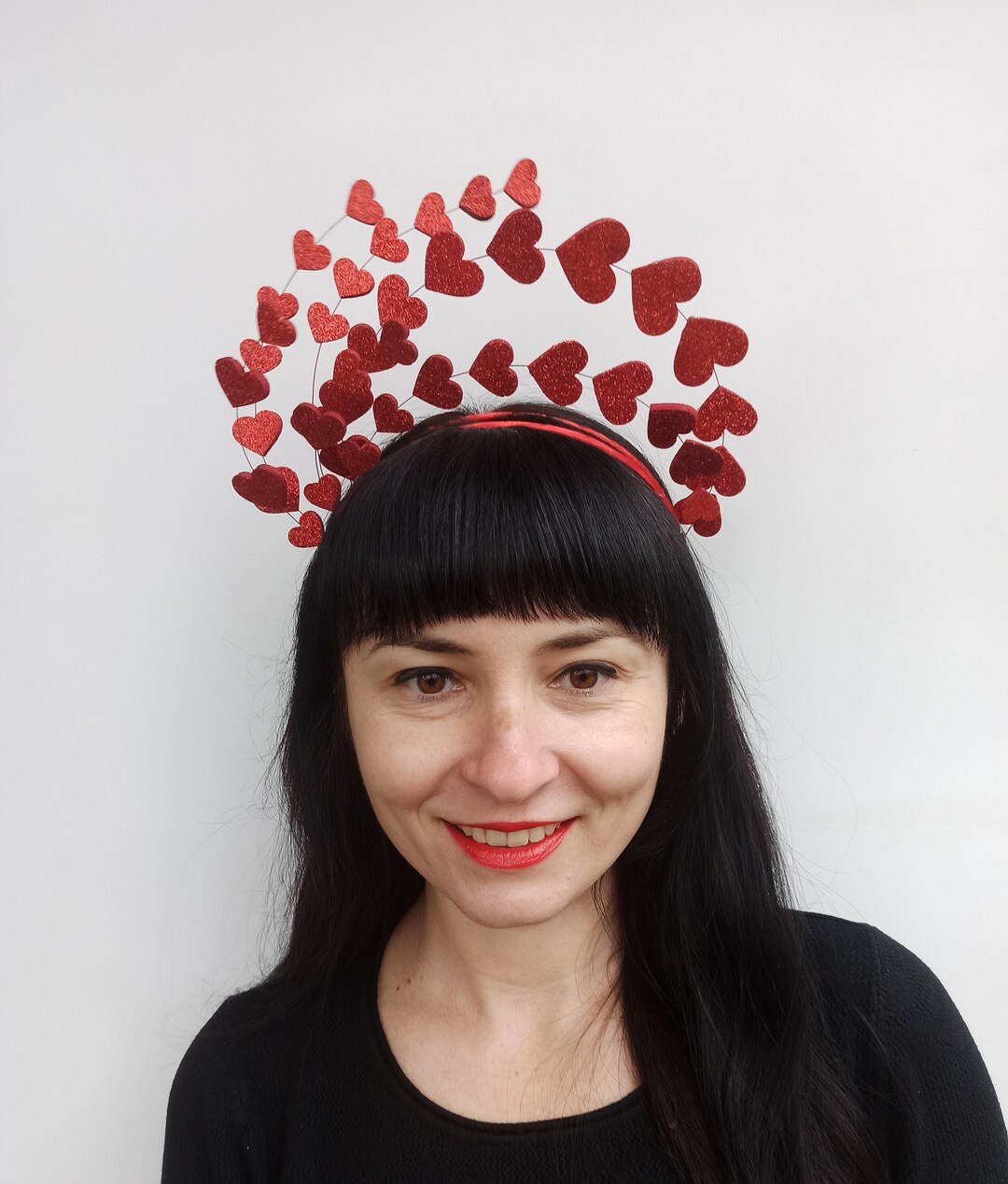 Red Heart Crown Glitter Valentines Headband Valentines Adult Party ...