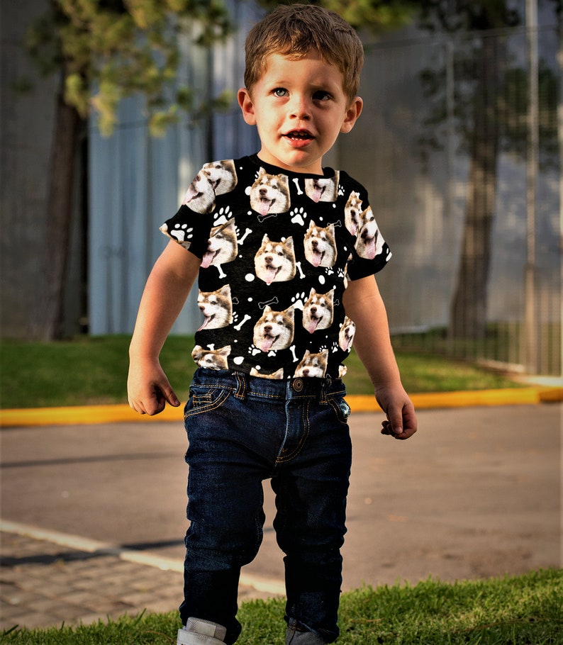 Personalized Dog Photo Kids T-shirt Custom Face Toddler | Etsy