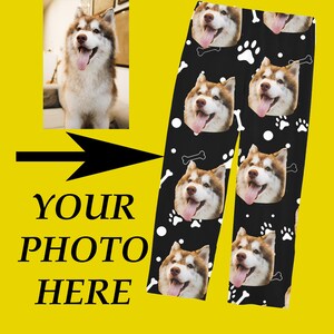 Custom Print Pajamas With Dog Photo Personalized Paw Print Pjs Couple ...