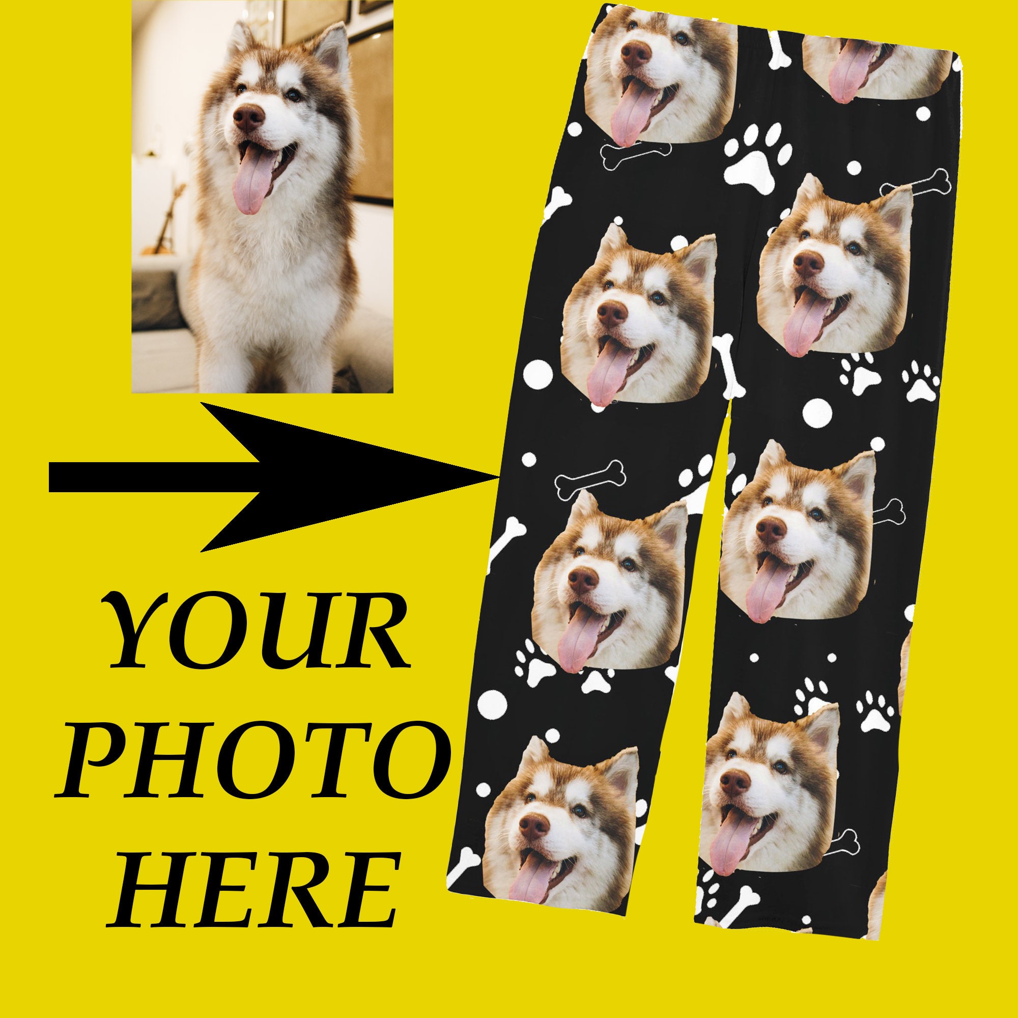 Custom Print Pajamas With Dog Photo Personalized Paw Print - Etsy