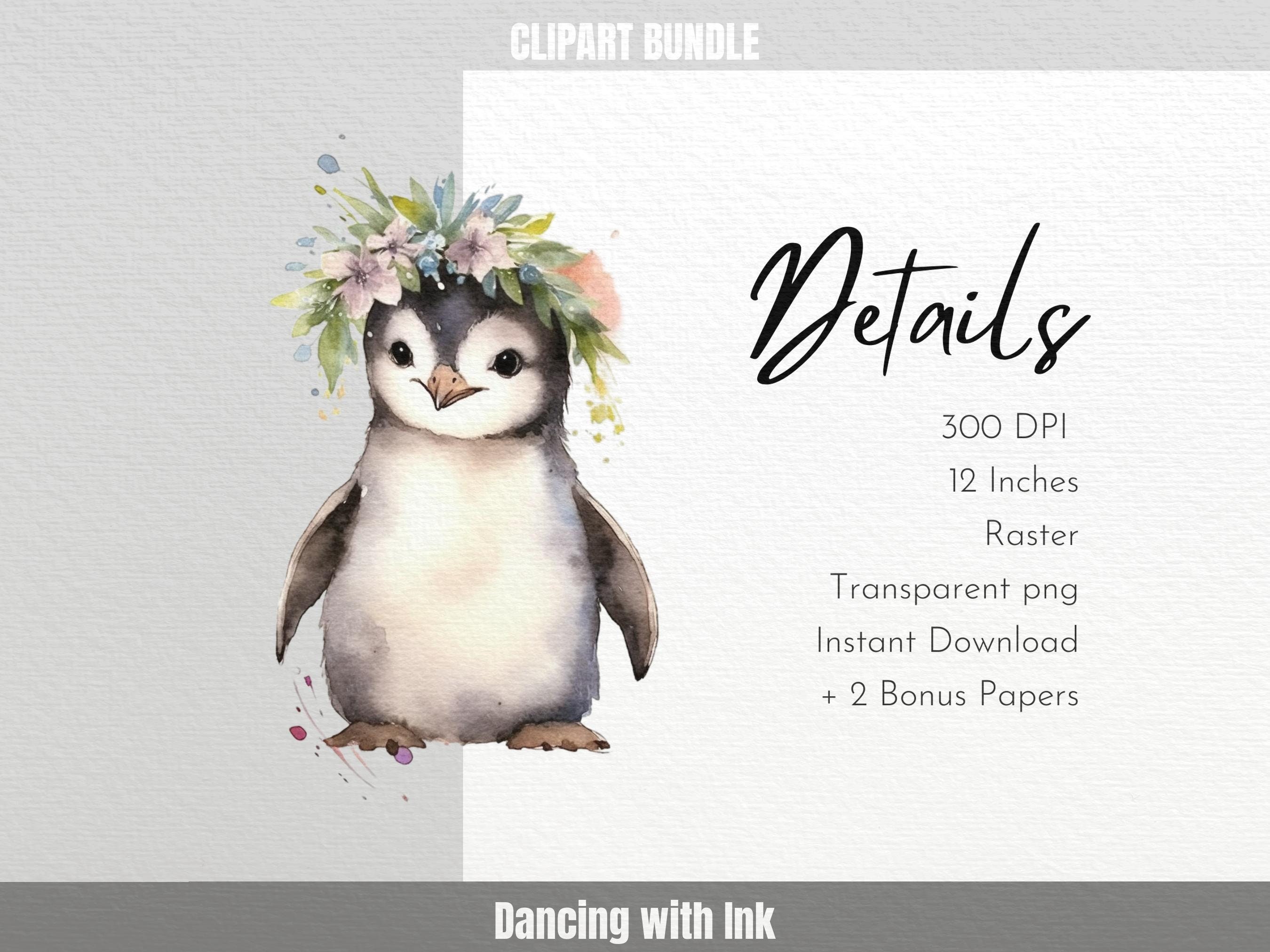 Baby Penguin Clipart Set Watercolour Winter Birds Nursery Art Png Baby ...