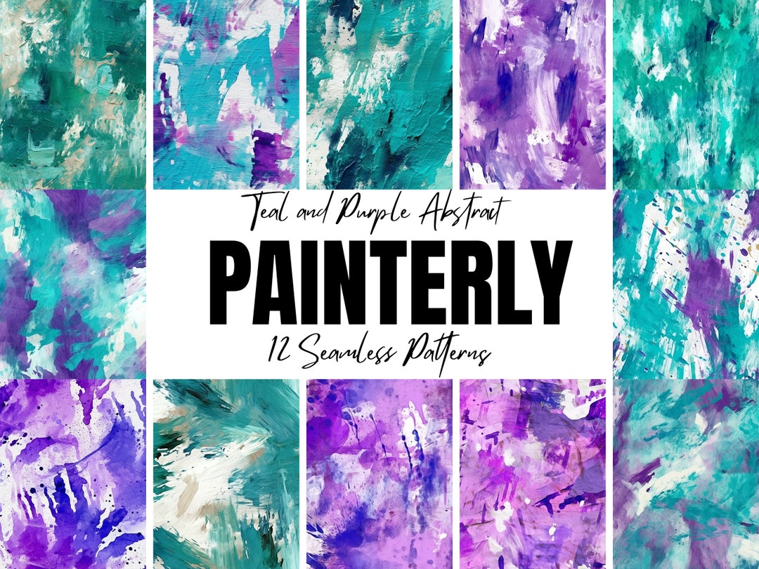 Abstract Acrylic Paint Patterns Seamless Background Painterly Teal ...