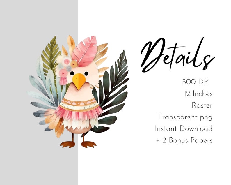 Boho Chickens Clipart Pink Whimsical Baby Shower Chicks With Flowers ...