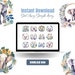 Elephants Clipart Set Teal and Purple Digital Png Illustration Bundle ...