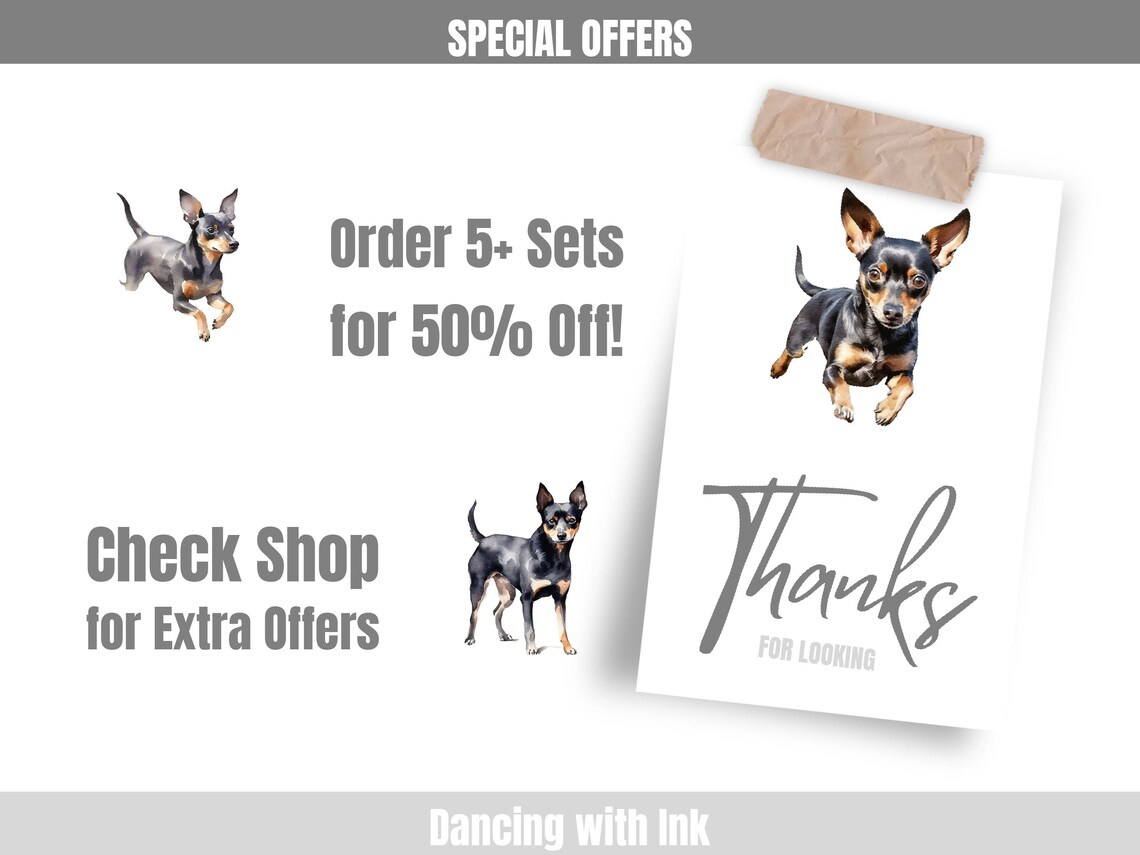 Miniature Pinscher Clipart Set Mini Pin Zwergpinscher Digital ...